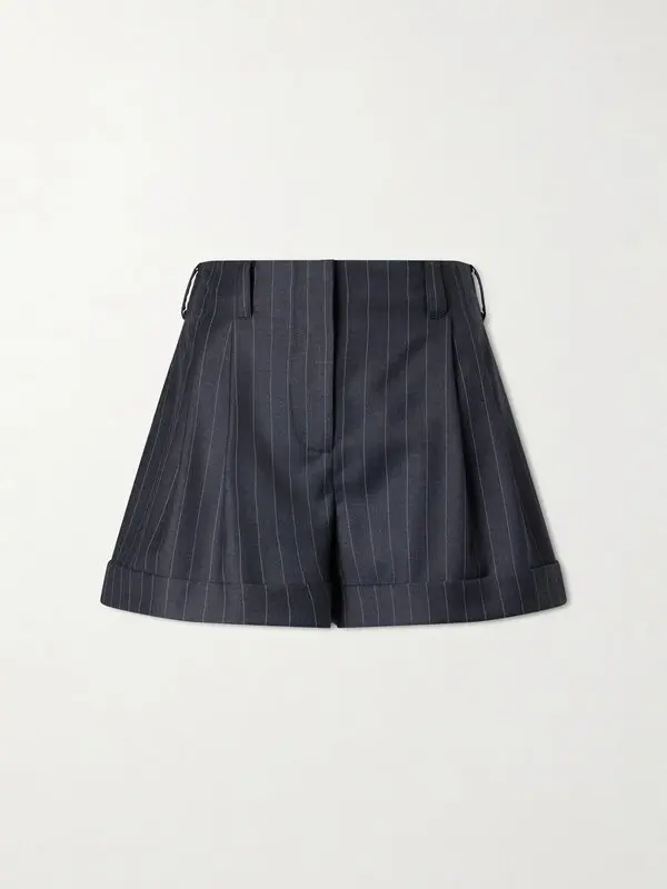 Givenchy Striped Double-pleated Wool Shorts