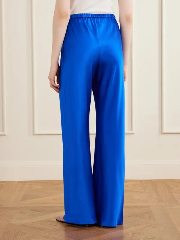 Comme Si Silk Charmeuse Wide Leg Pants - Blue