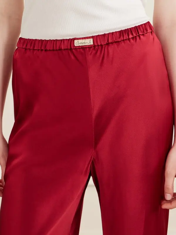 Comme Si Silk-charmeuse Wide-leg Pants