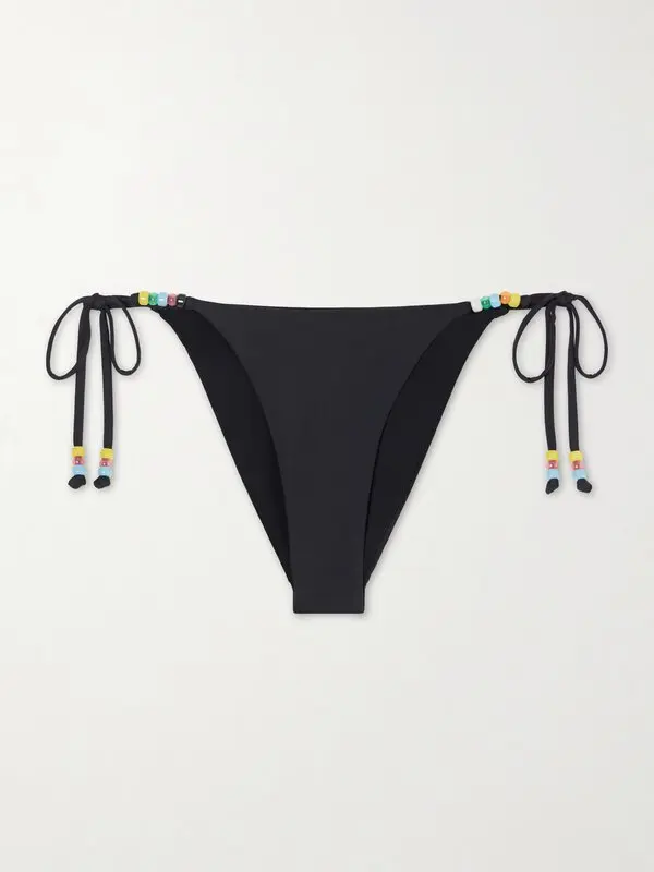 Staud Sisley Beaded Bikini Briefs - Black