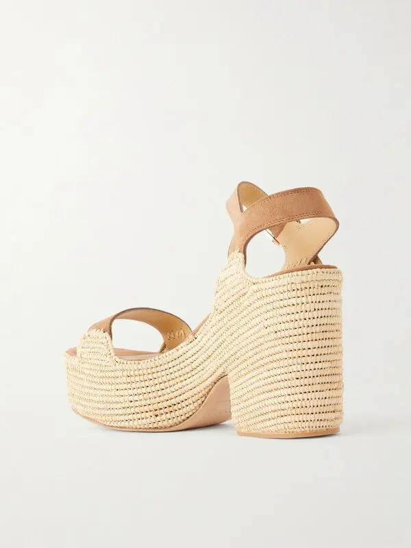 Gabriela Hearst Sardis Raffia And Suede Platform Sandals