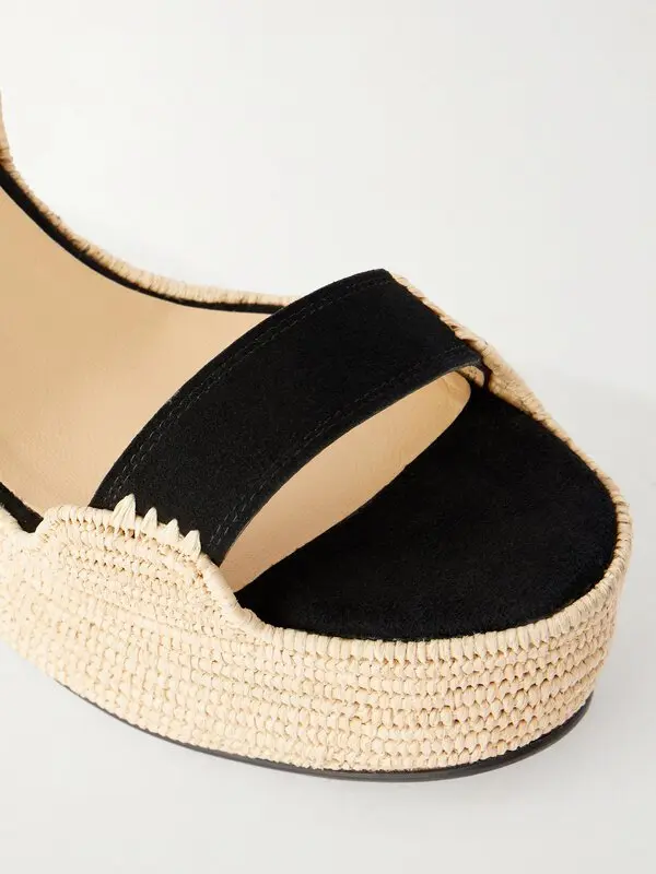 Gabriela Hearst Sardis Raffia Platform Wedge Sandals - Black