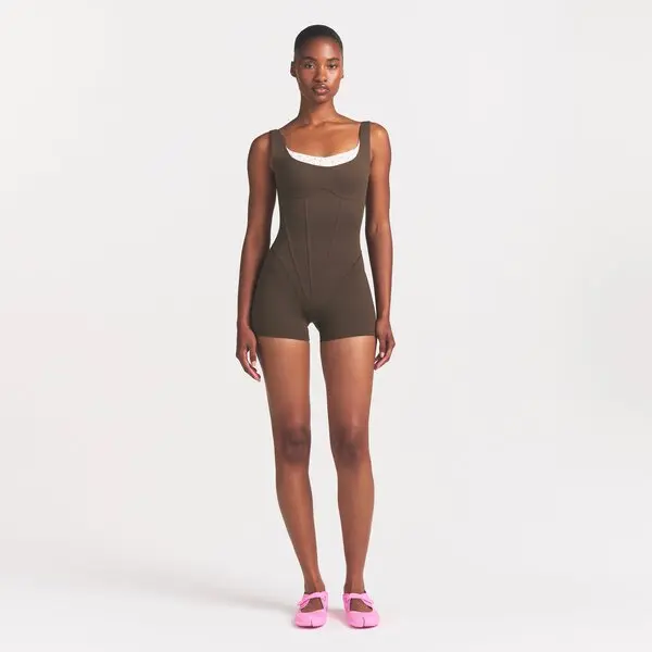 SKIMS Corset 2" One Piece - Dark Sepia