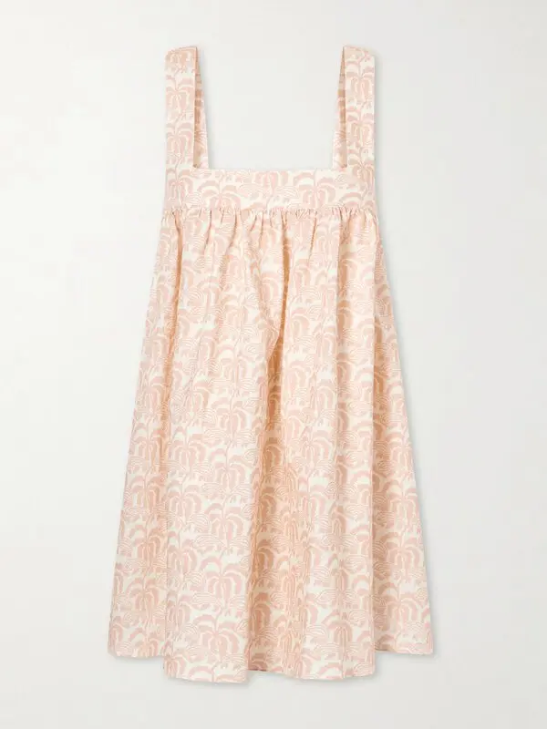Matteau Printed Linen And Cotton-blend Mini Dress - Pink