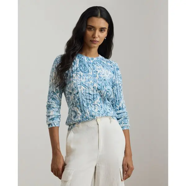 Ralph Lauren Paisley Cable-knit Cotton Sweater