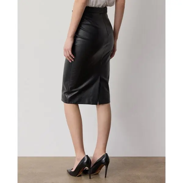 Ralph Lauren Short Curran Nappa Leather Pencil Skirt