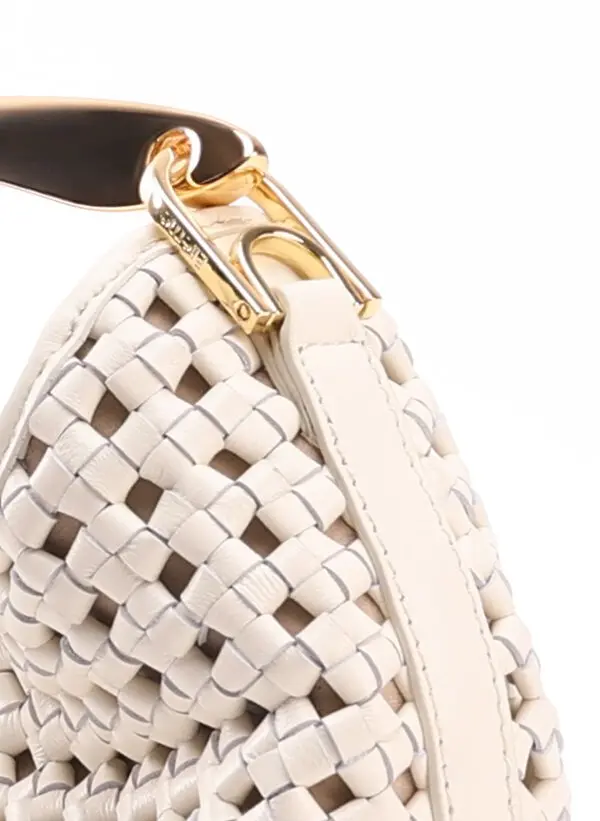ELLEME Boomerang Small Woven Leather Shoulder Bag - Ivory