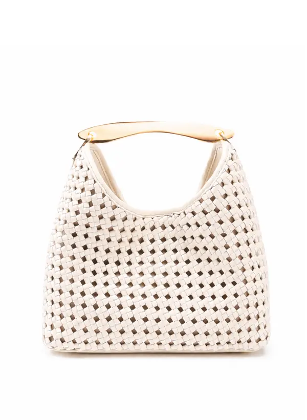 ELLEME Boomerang Woven Leather Handheld Shoulder Bag - Ivory