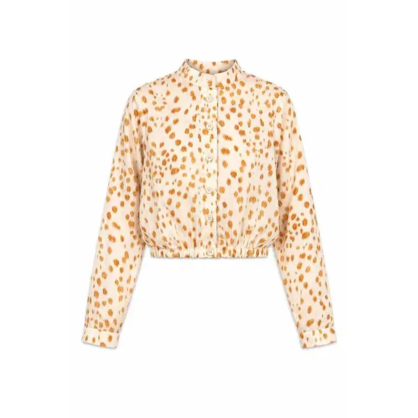 Carmen Says Balloon Sleeve Animal Print Shirt