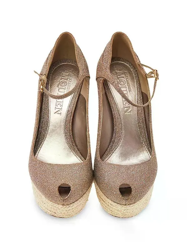 Alexander McQueen Glitter Ankle-strap Pumps