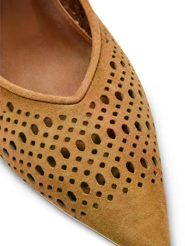 POCHE PARIS Perforated Suede Slingback Pumps