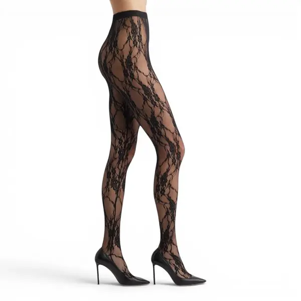 HIGH HEEL JUNGLE BY KATHRYN EISMAN Femme Lace Premium Tights - Black