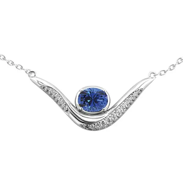 Arte Madrid Sierra Sculpted Pavé Contour Necklace With Sapphire Royal Gemstone - Blue