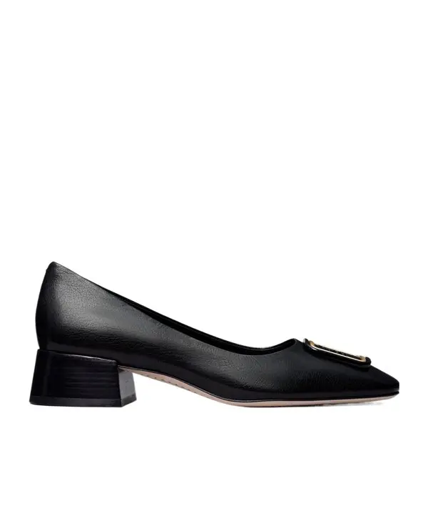 Tory Burch Georgia Leather Square Toe Pumps - Deep Black
