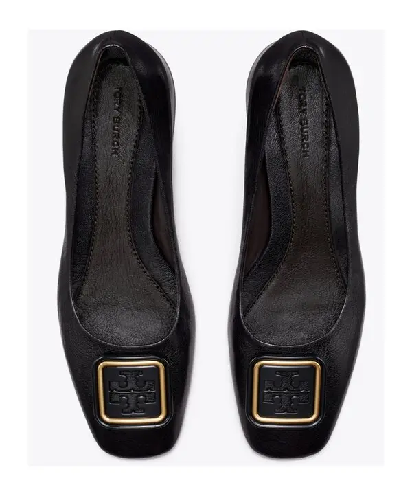 Tory Burch Georgia Leather Square Toe Pumps - Deep Black