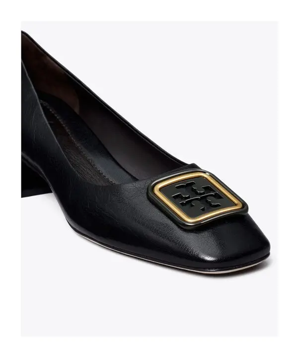 Tory Burch Georgia Leather Square Toe Pumps - Deep Black