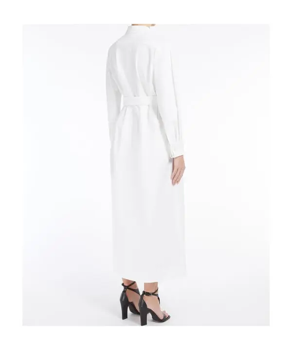 Max Mara Belted Long-sleeve Shirt Dress In Stretch Cotton Gabardine