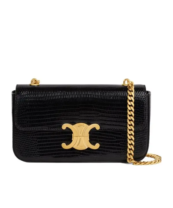 Celine Triomphe Chain Shoulder Bag In Lizard