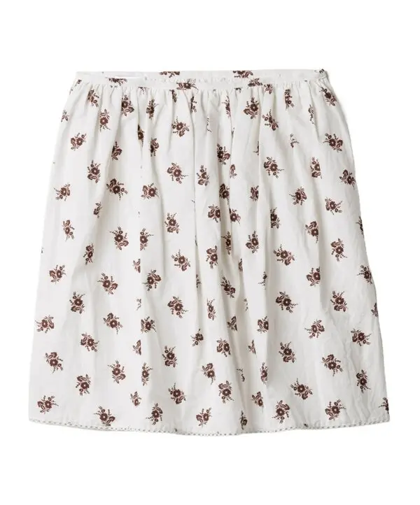 Miu Miu Printed Poplin Midi Skirt - White/cocoa Brown