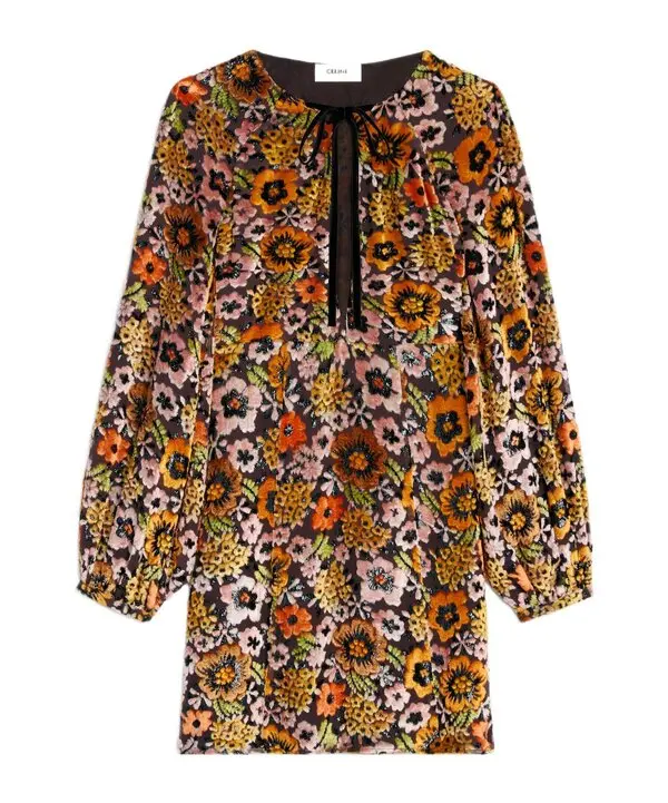Celine Mini Dress In Velvet Jacquard