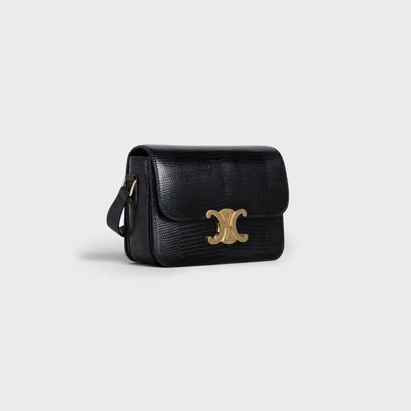 Celine Teen Triomphe Bag In Lizard - Black
