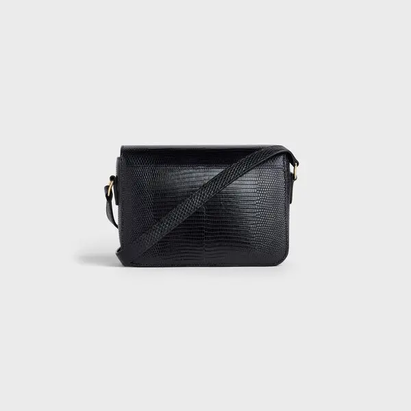 Celine Teen Triomphe Bag In Lizard - Black