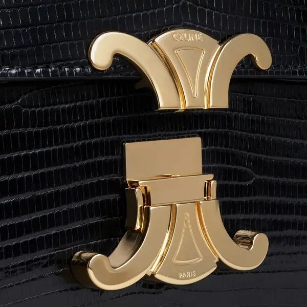 Celine Teen Triomphe Bag In Lizard - Black