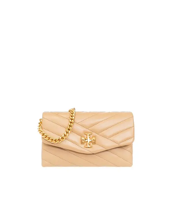 Tory Burch Kira Chevron Logo Plaque Chain Wallet - Nude