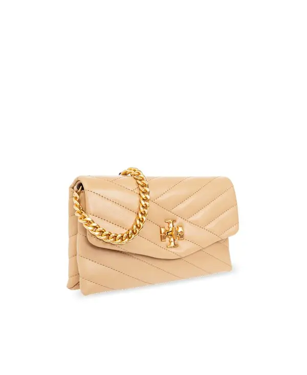 Tory Burch Kira Chevron Logo Plaque Chain Wallet - Nude
