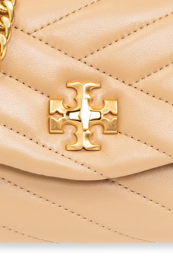 Tory Burch Kira Chevron Logo Plaque Chain Wallet - Nude