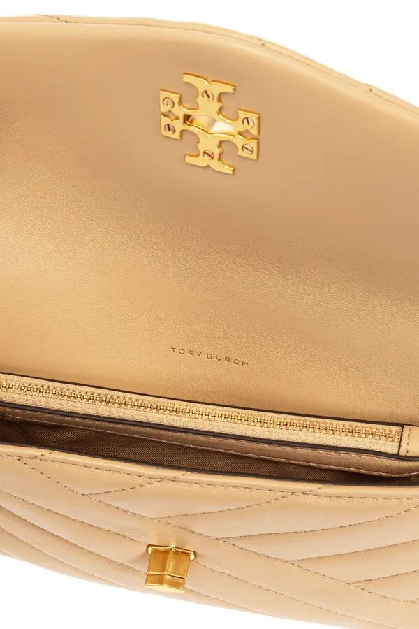 Tory Burch Kira Chevron Logo Plaque Chain Wallet - Nude