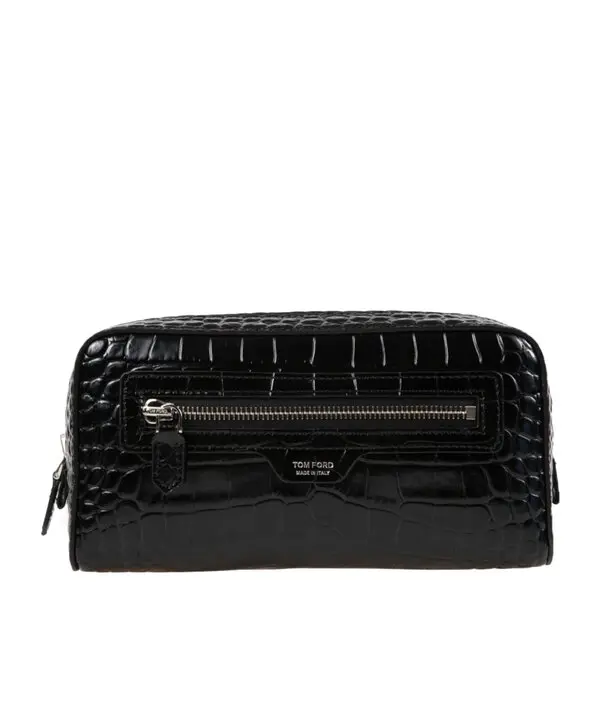 TOM FORD Embossed Zipped Wash Bag - Black