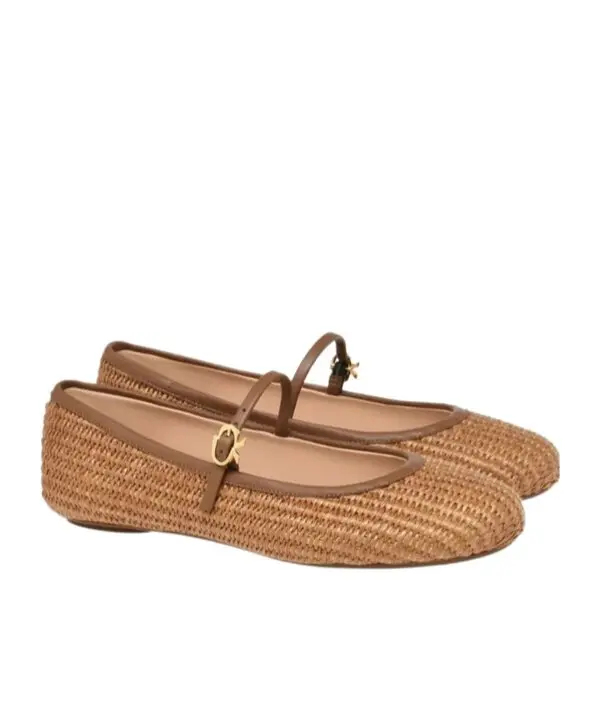 GIANVITO ROSSI Carla Buckle-strap Ballerina Flats - Brown