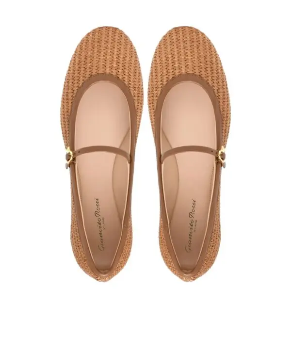 GIANVITO ROSSI Carla Buckle-strap Ballerina Flats - Brown