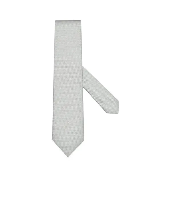 Zegna Jacquard Pointed Tip Neck Tie - Light Gray