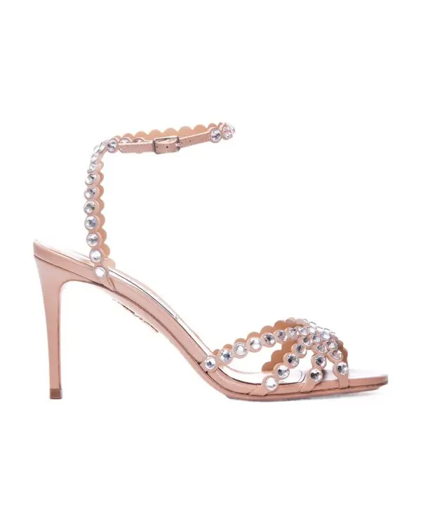 AQUAZZURA Embellished Heeled Sandals With Crystal Detailing And Adjustable Buckle