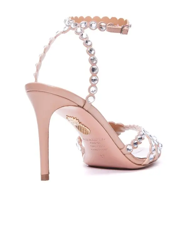 AQUAZZURA Embellished Heeled Sandals With Crystal Detailing And Adjustable Buckle