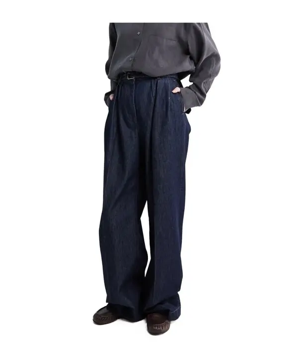 Dries Van Noten Belted Pleated Denim Jeans
