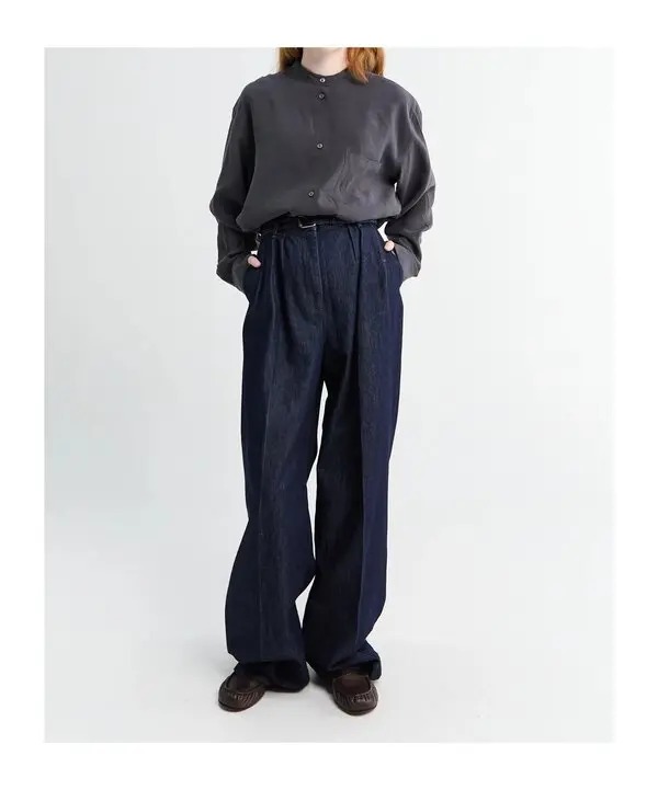 Dries Van Noten Belted Pleated Denim Jeans