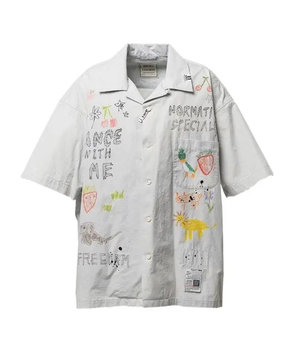 Mihara Yasuhiro Drawing Printed Buttoned Shirt