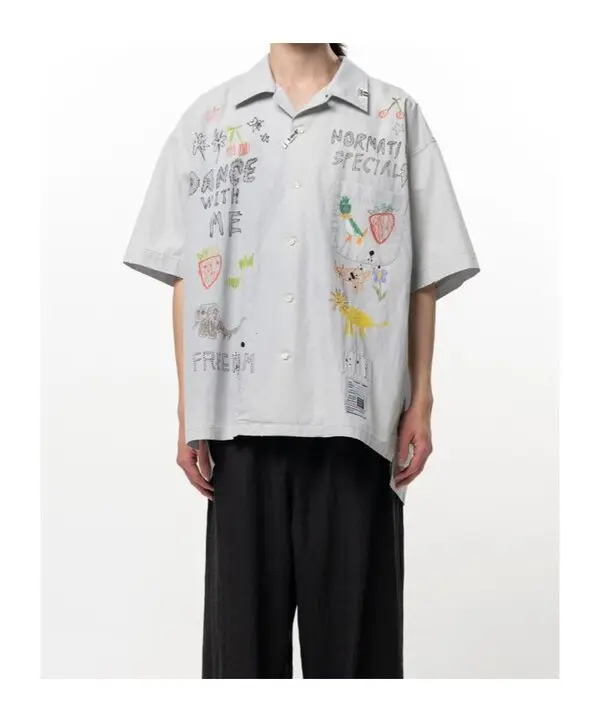 Mihara Yasuhiro Drawing Printed Buttoned Shirt