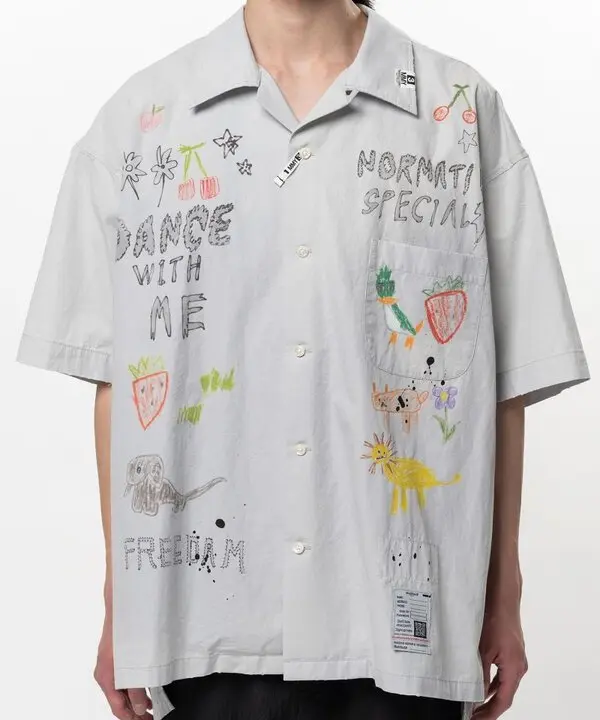 Mihara Yasuhiro Drawing Printed Buttoned Shirt