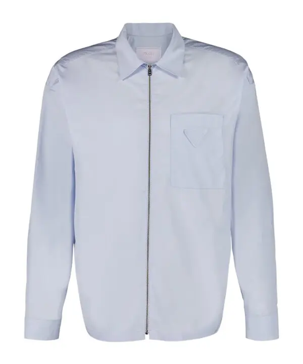 Prada Cotton Zipper Shirt - Light Blue