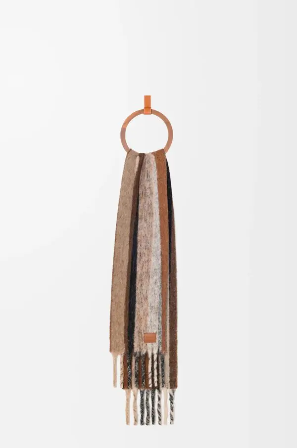 Loewe Fringed-edge Striped Scarf