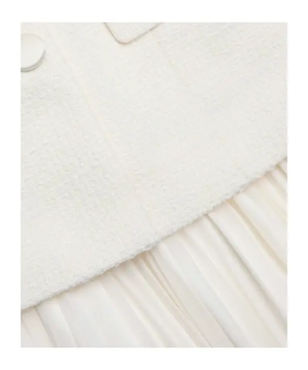 SELF-PORTRAIT Cream Boucle Shawl Collared Midi Dress - No