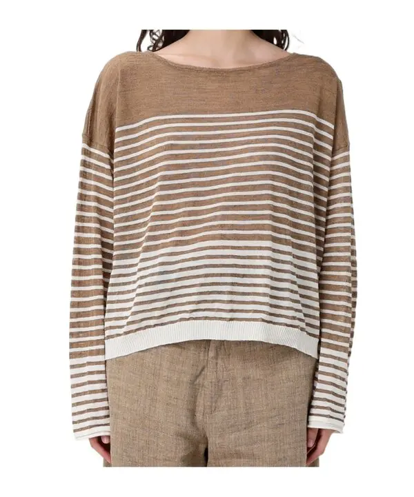 ROBERTO COLLINA Striped Boat Neck Sweater