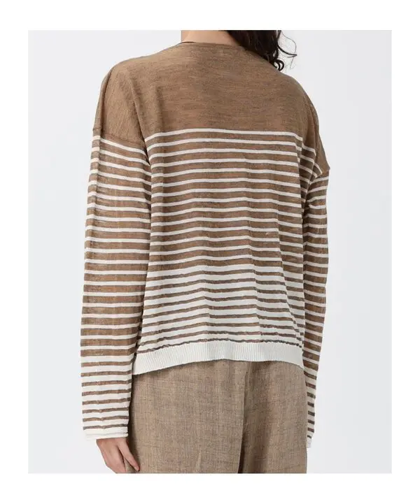 ROBERTO COLLINA Striped Boat Neck Sweater