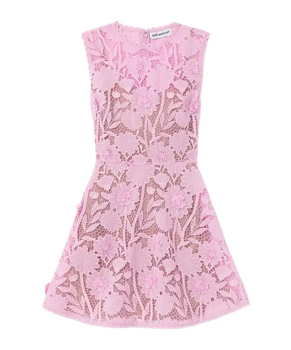 SELF-PORTRAIT Lace Mini Dress - Pink