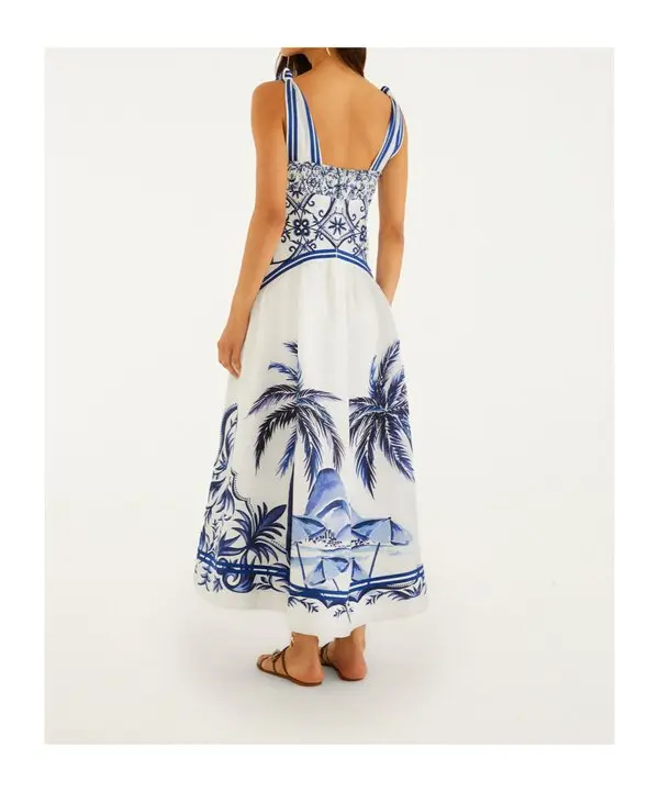 Farm Rio Wonderful City Mix Cutout Midi Dress