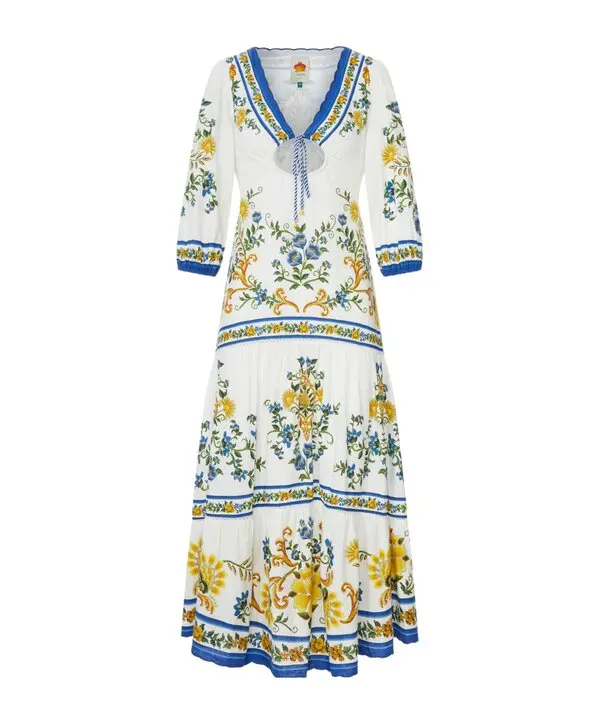 Farm Rio Floral Print V-neck Maxi Dress
